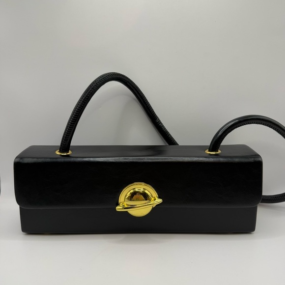 Bags | New With Defects Black Gold Vegan Pu Leather Small Shoulder Bag ...